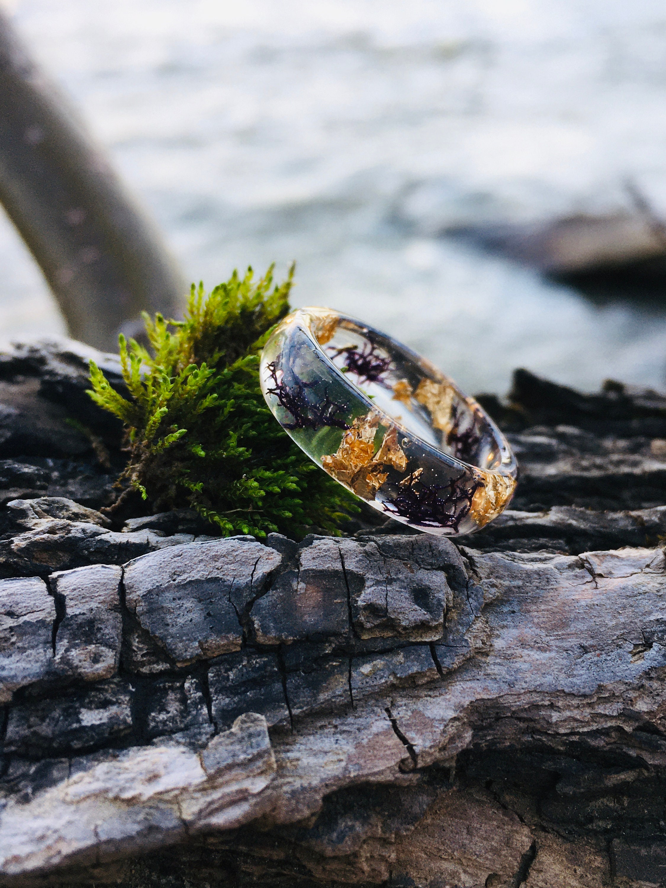 Colored Moss Resin Ring Resin Forest Ring Resin Ring Wood - Etsy