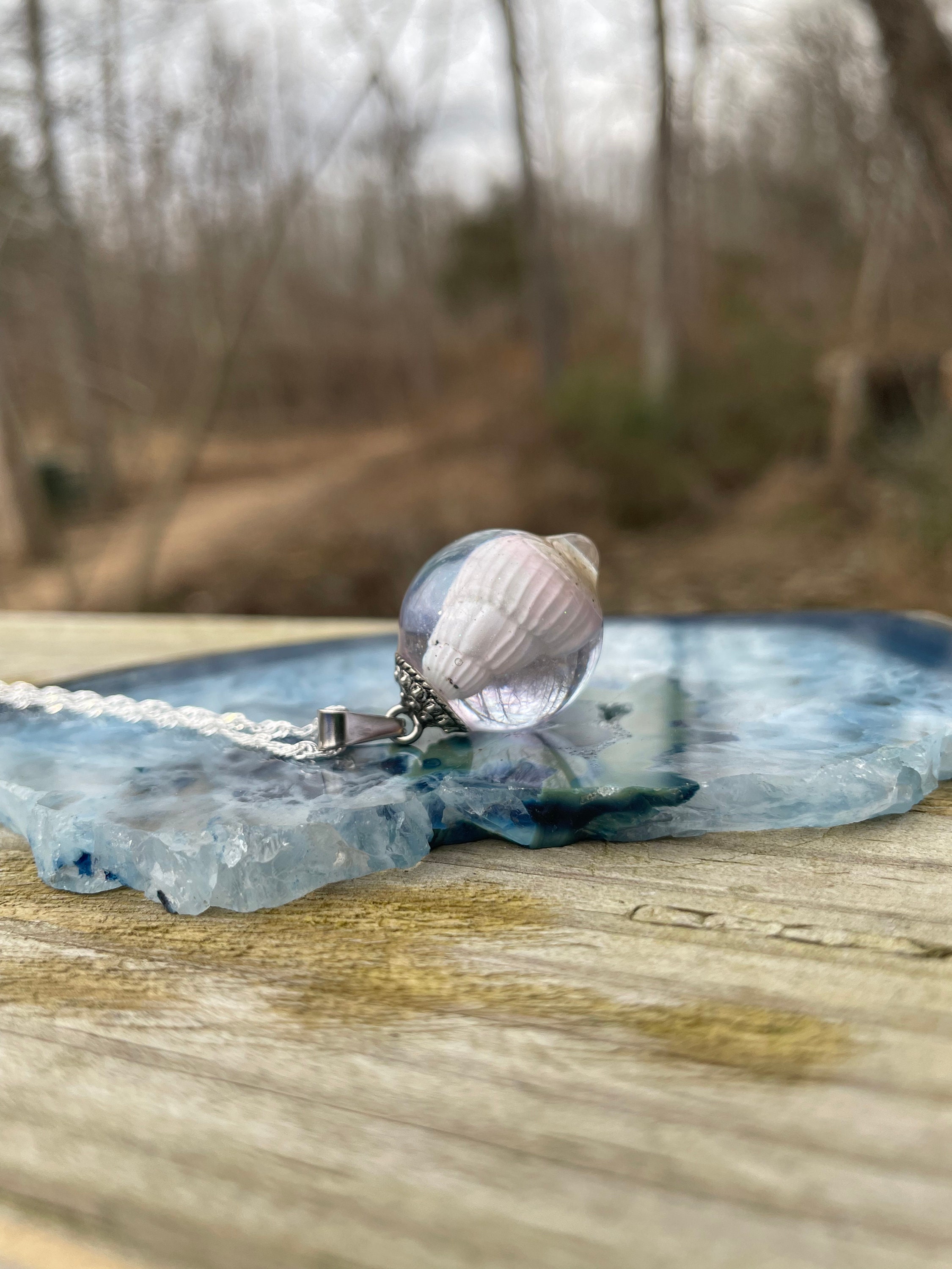 Ocean Resin Orb Necklace: Seashell Pendant, Beach Jewelry - Etsy