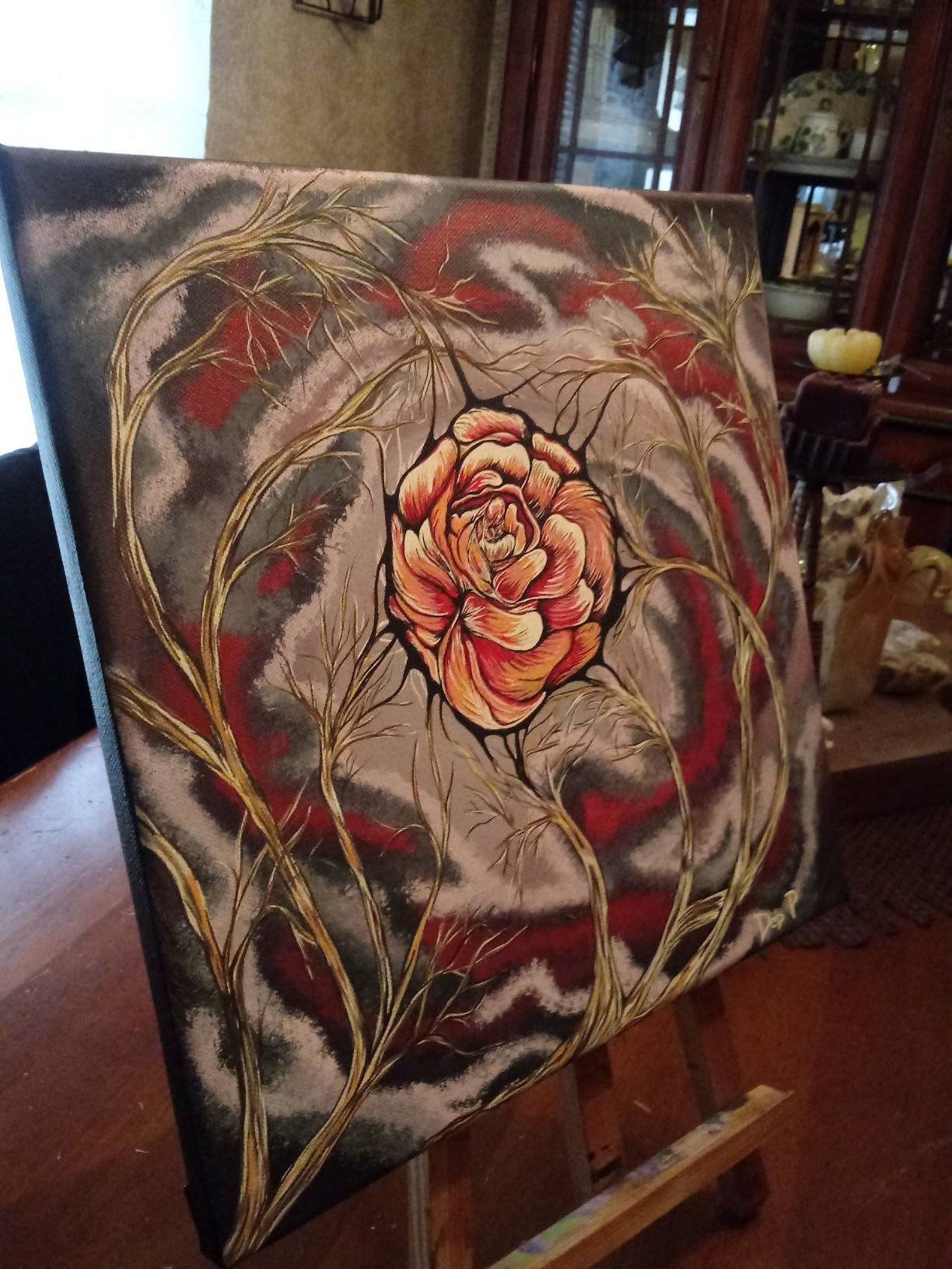 Signed Art Work, Abstract Wall Art, Pink Rose Painting - Etsy