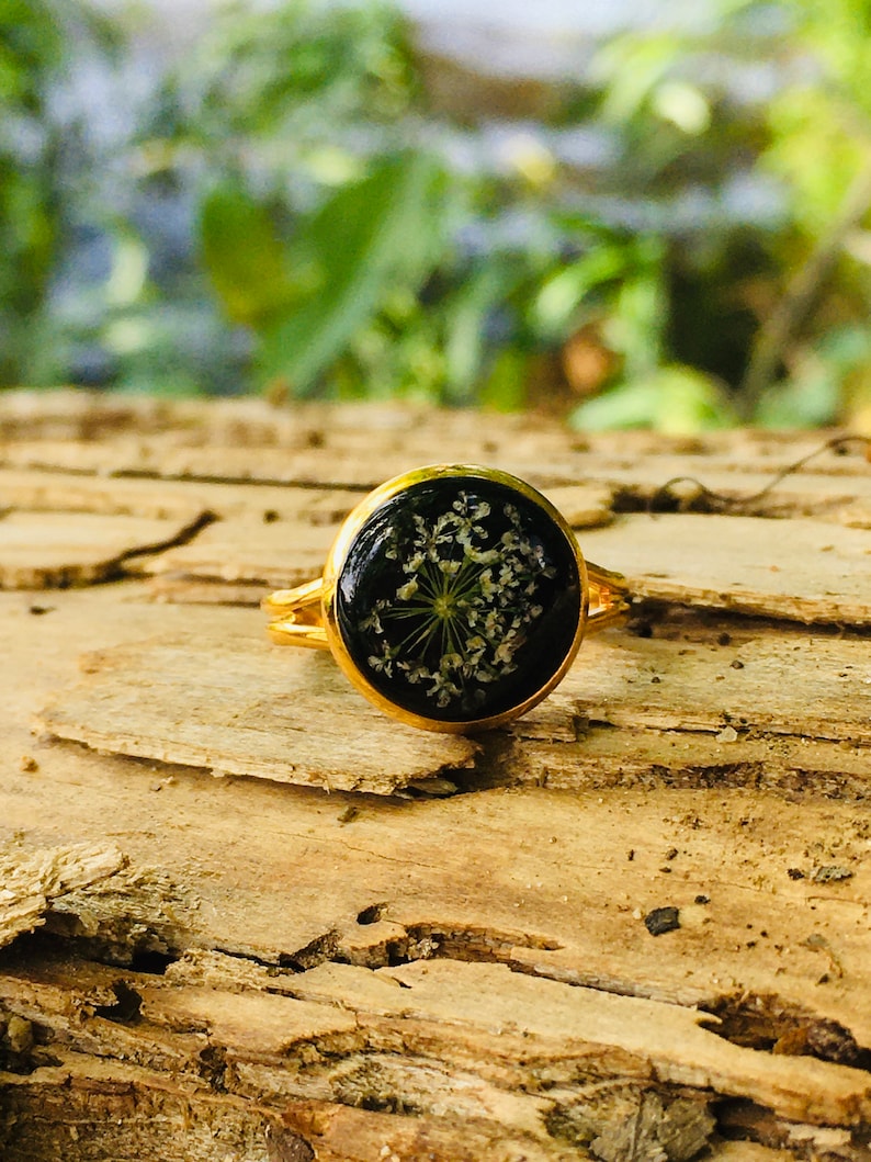 Custom Resin Flower Ring: Adjustable Bronze Plated Band - Etsy