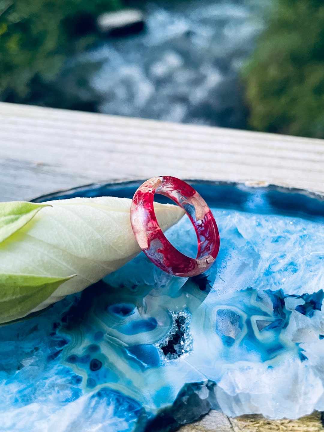 Handcrafted Red Moss Resin Ring: Botanical Jewelry - Etsy