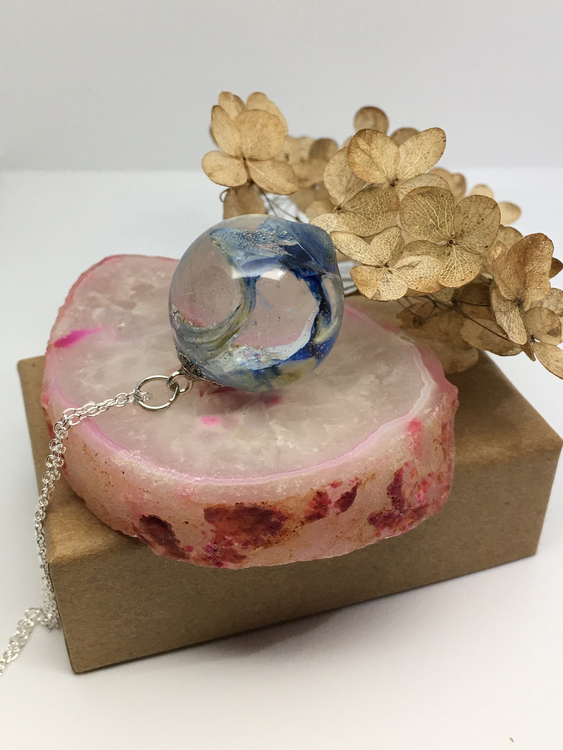 Beach Resin Necklace Ocean Wave Pendant Ocean Themed | Etsy