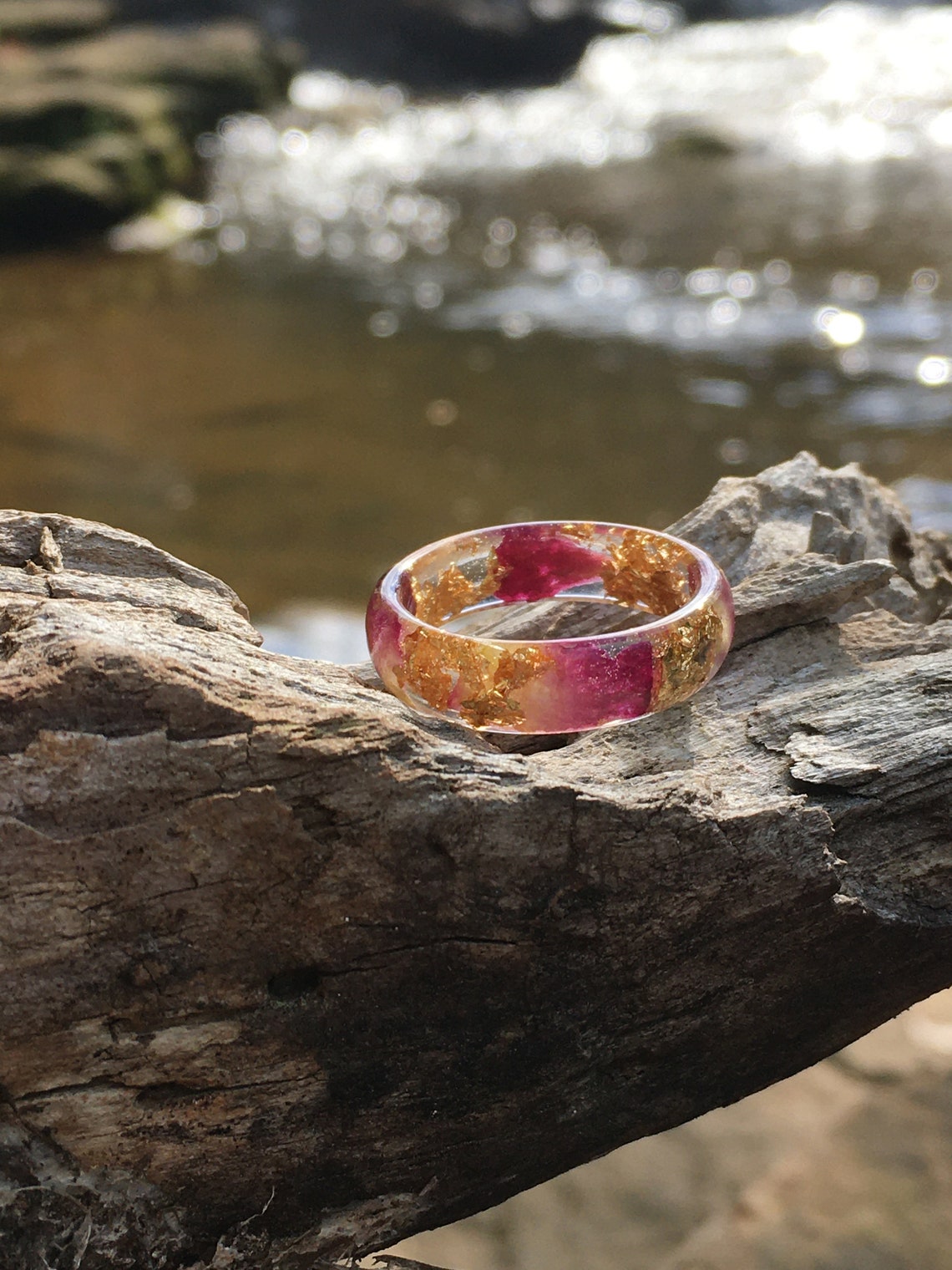 Red rose petals flower resin ring nature resin ring resin | Etsy