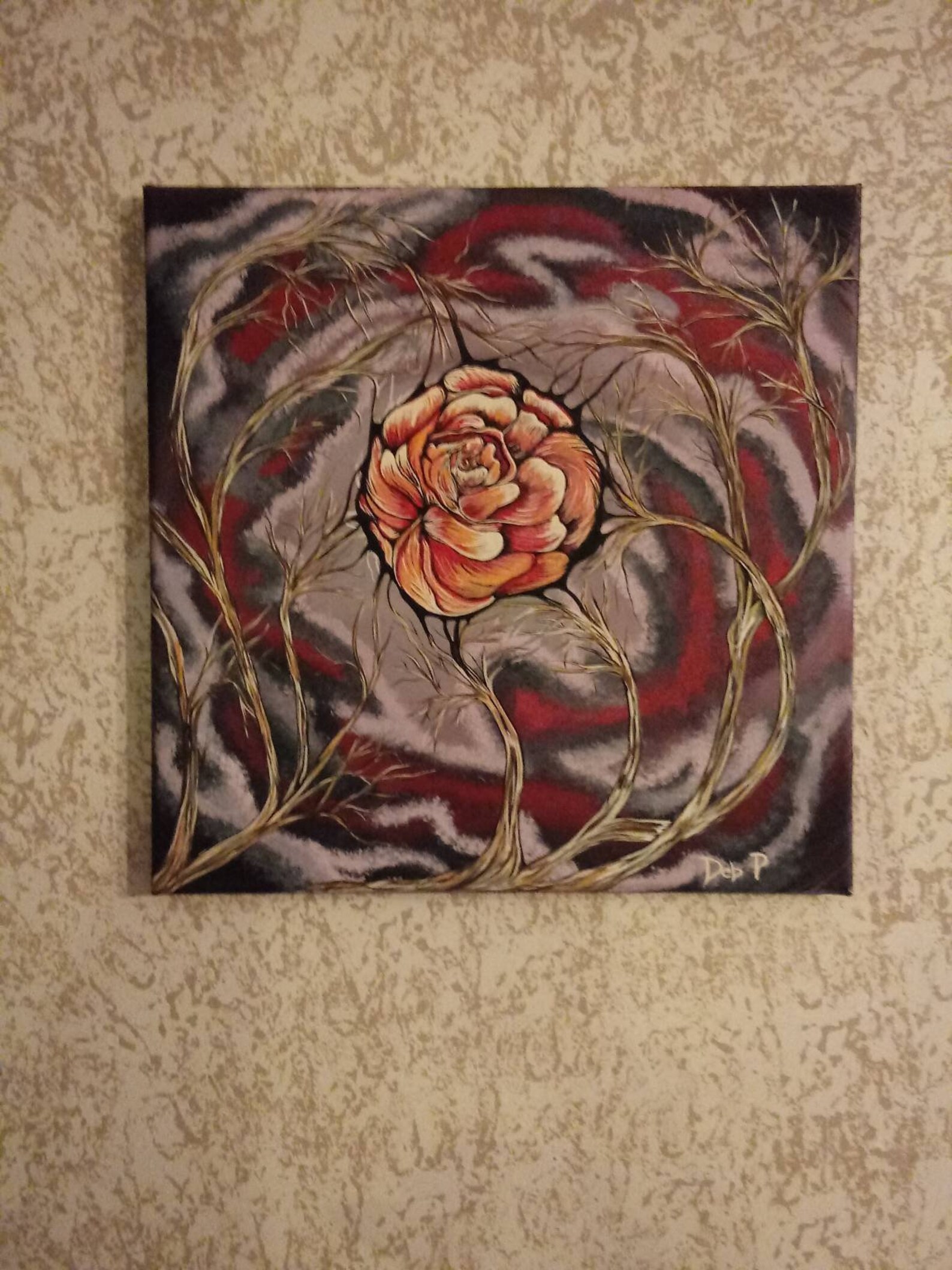 Signed Art Work, Abstract Wall Art, Pink Rose Painting - Etsy