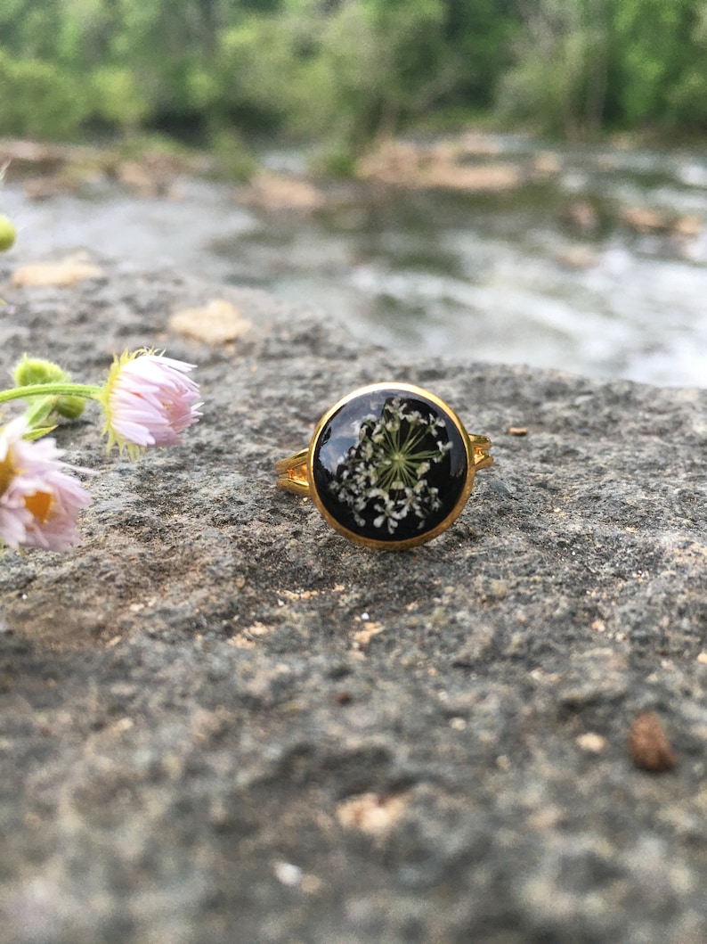 Custom Resin Flower Ring: Adjustable Bronze Plated Band - Etsy