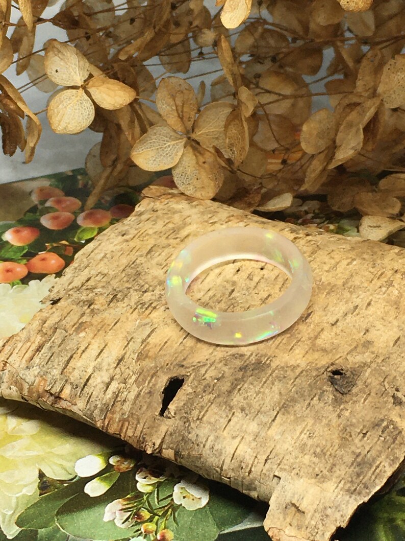 Epoxy Resin Ring Blue Resin Ring Iridescent Ring Best - Etsy