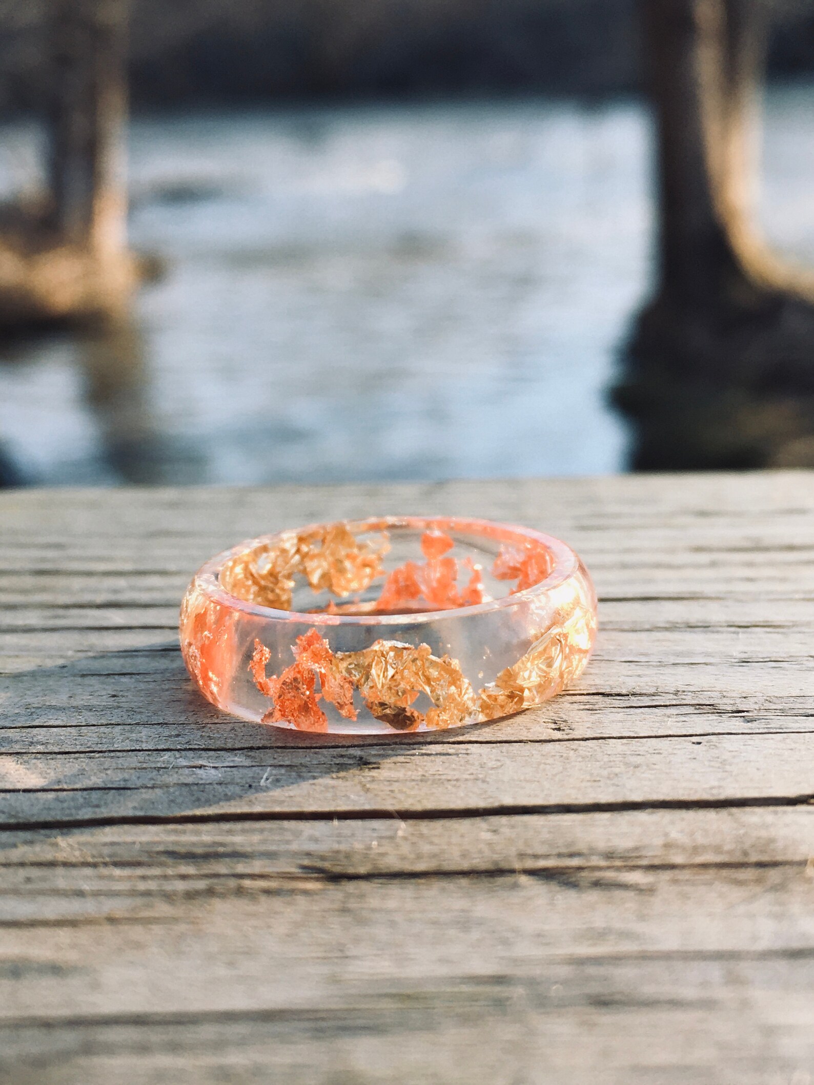 Gold and Copper Resin Ring Clear Resin Ring Unisex Resin - Etsy