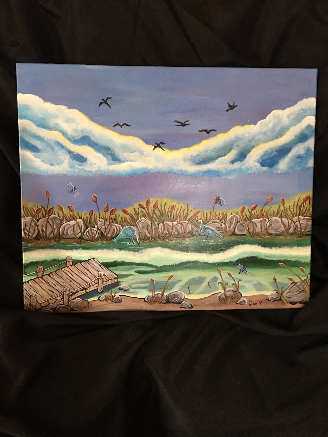 Original Lake Painting on Canvas, Original Lake Art, Original Landscape ...