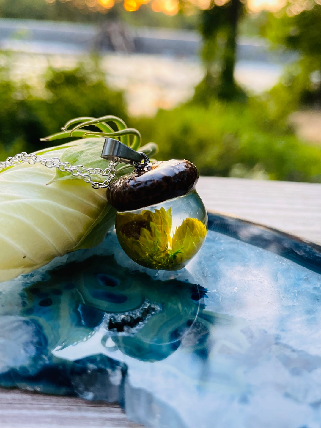 Acorn Jewelry, Acorn Charm, Wildflower Necklace, Resin Necklace, Forest ...