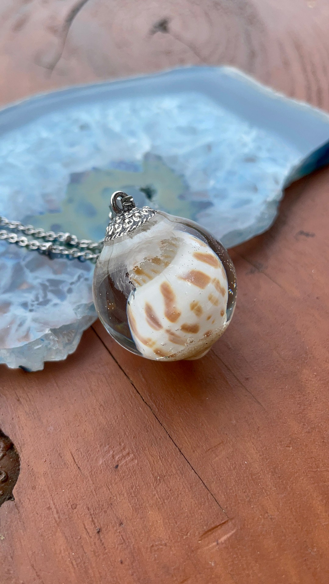 Seashell Resin Orb Necklace: Beach Theme Jewelry - Etsy