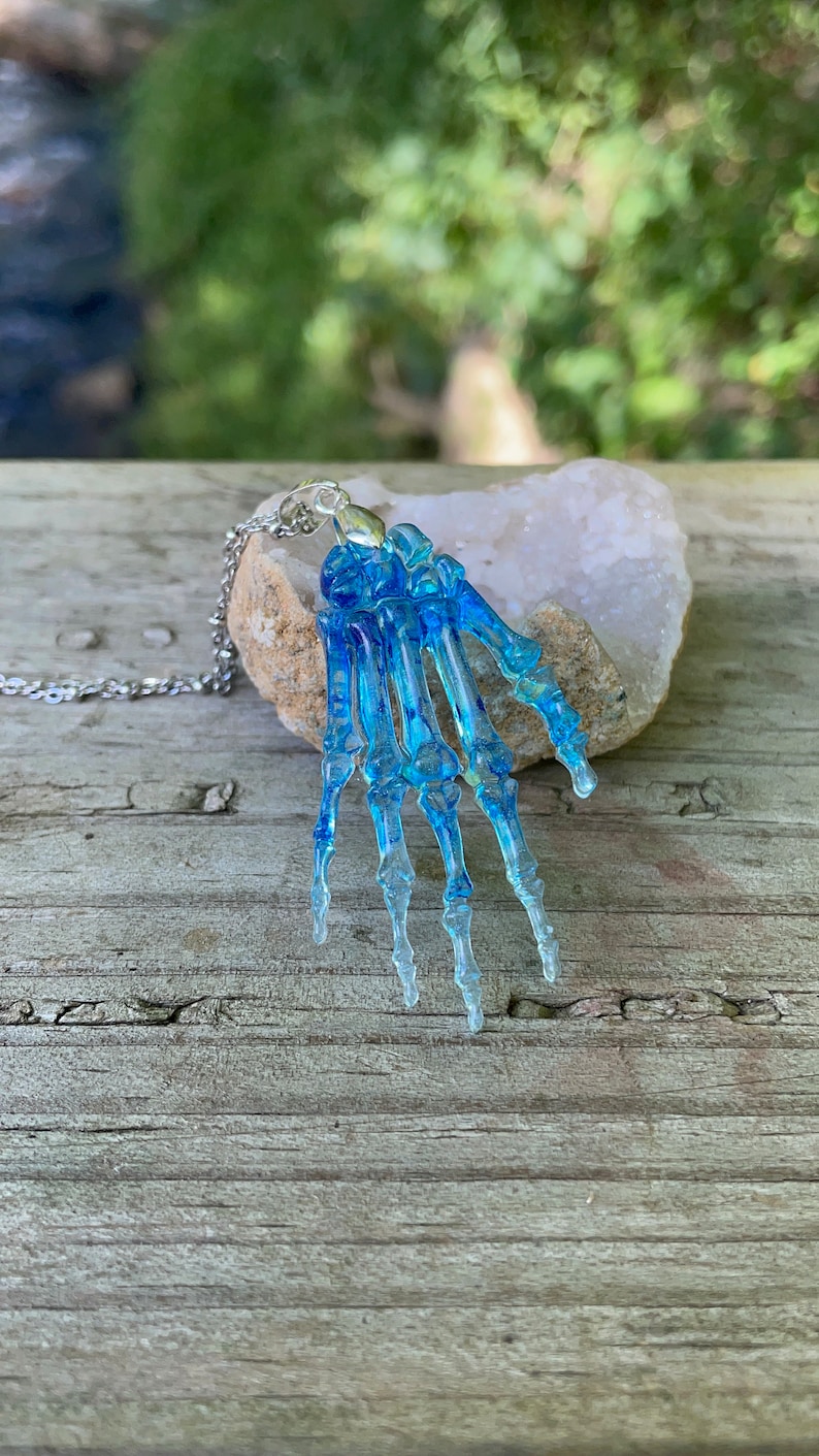 Skeleton Hand Resin Pendant Necklace: Spooky Halloween Jewelry - Etsy