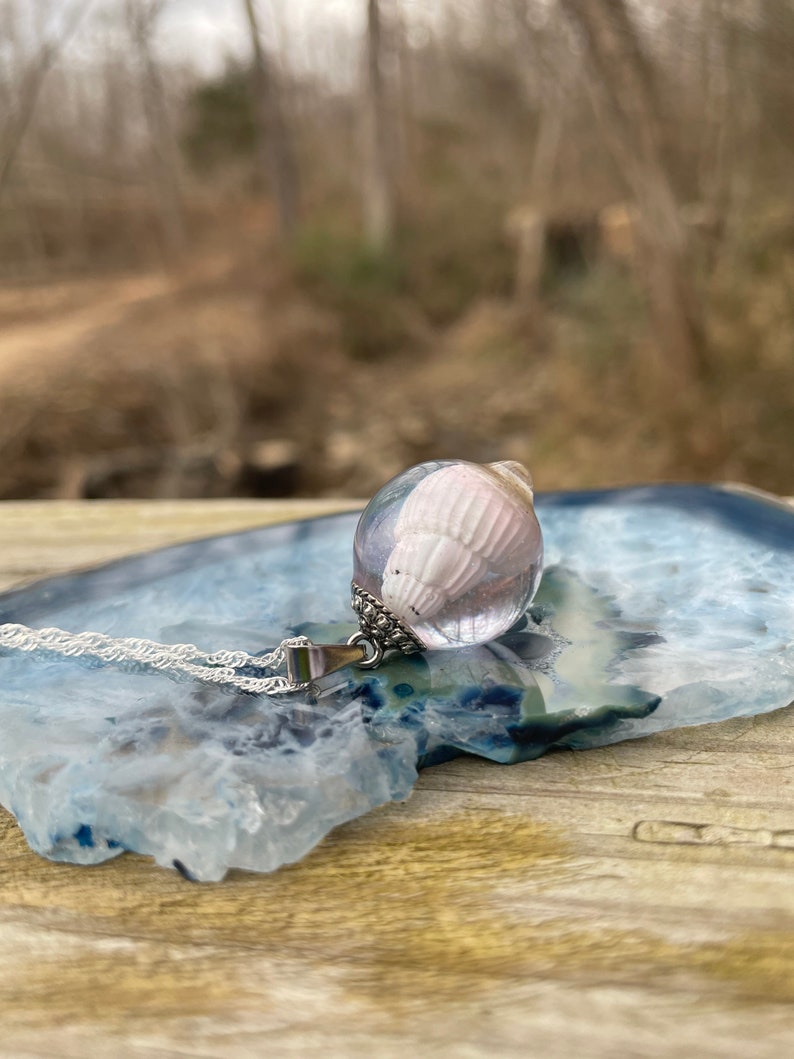Ocean Resin Orb Necklace: Seashell Pendant, Beach Jewelry - Etsy