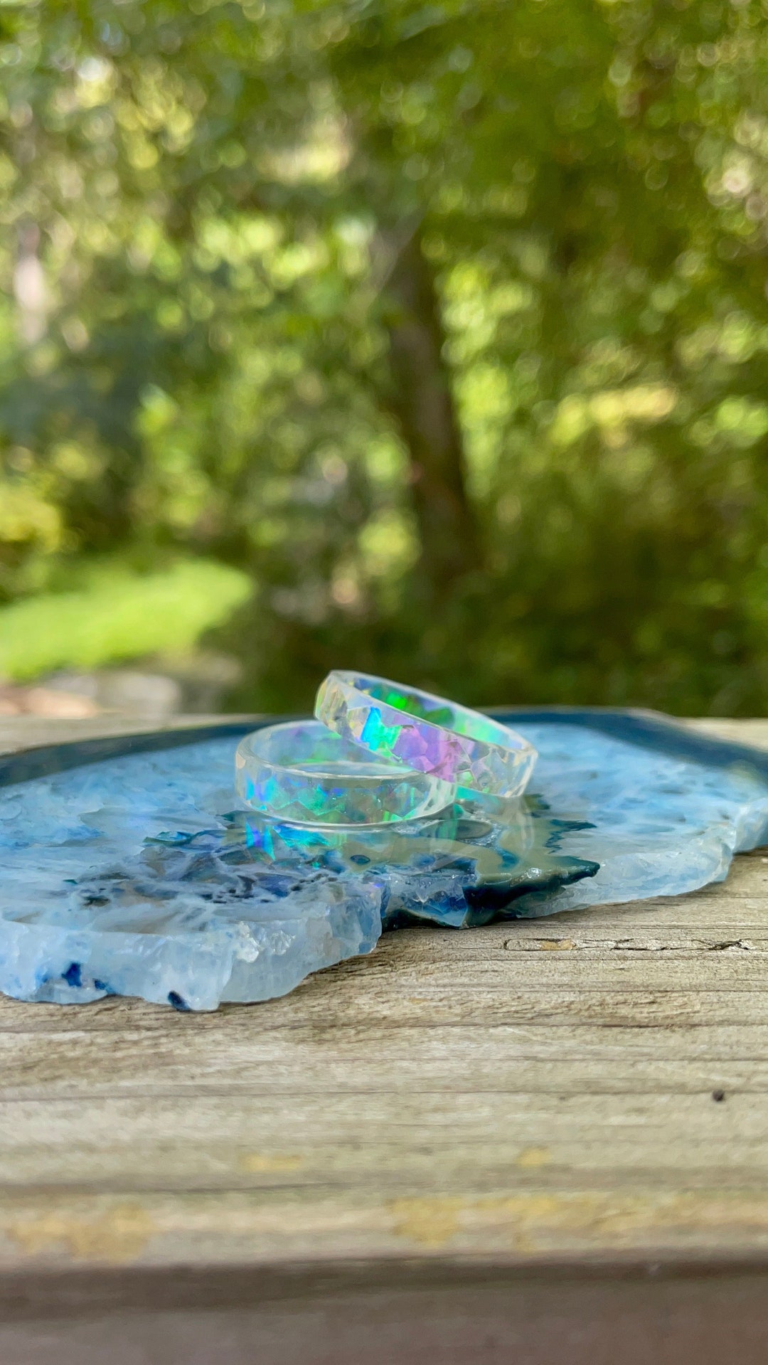 Resin Ring, Iridescent Ring, Anxiety Rings, Blue Resin Ring, Engagment ...