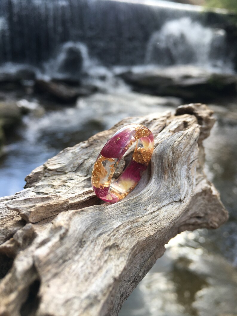 Red Rose Petals Flower Resin Ring Nature Resin Ring Resin | Etsy