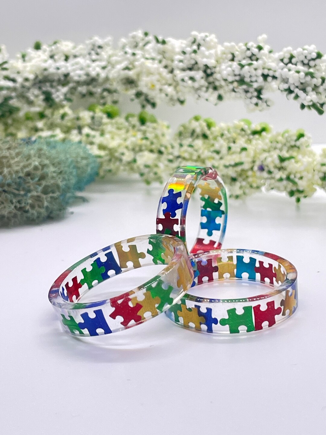 Autism Jewelry, Epoxy Resin Ring, Autism Mom Gift, Resin Ring Women ...
