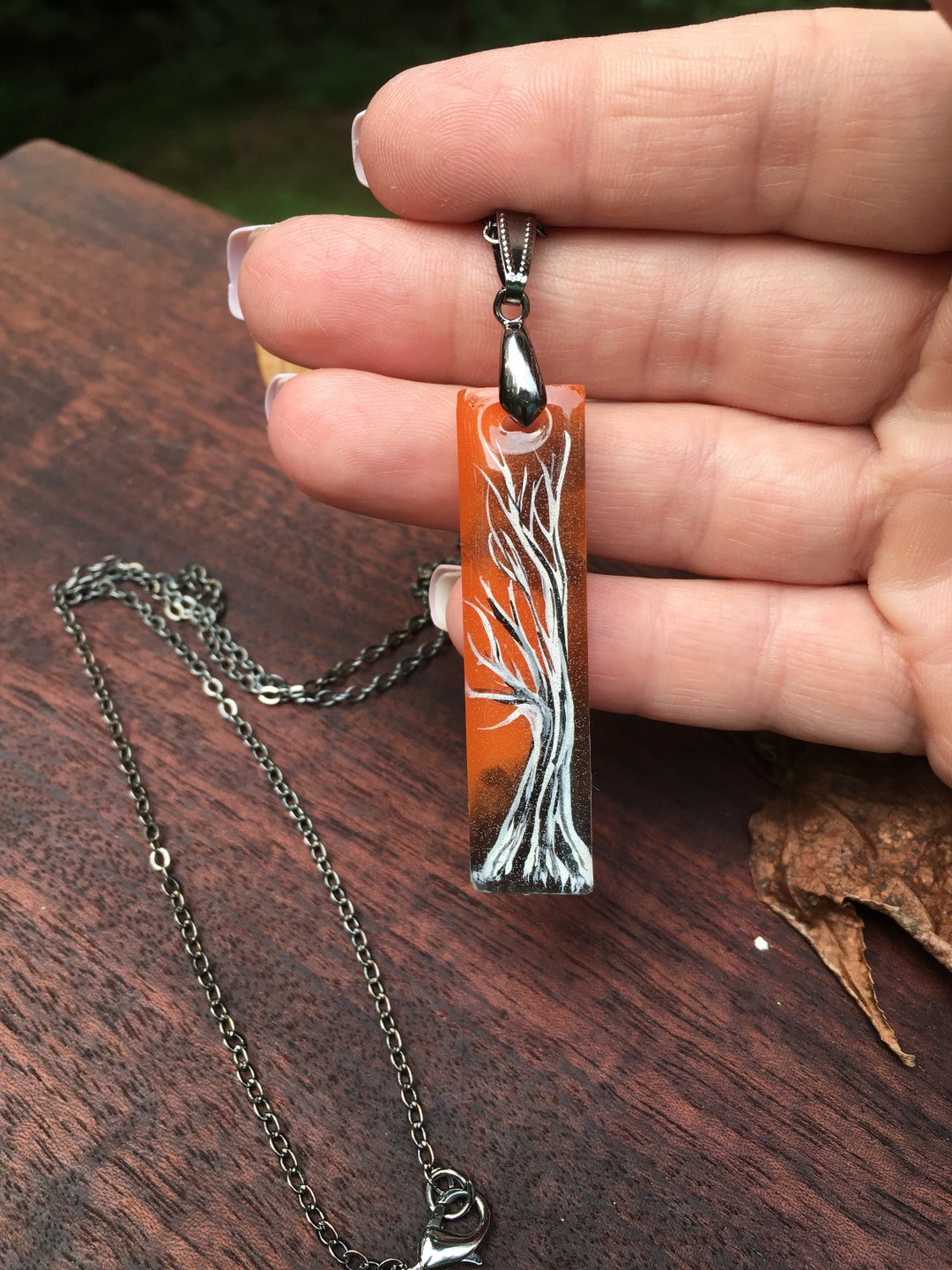 Halloween Resin Necklace, Fall Resin Necklace, Rose Resin Necklace ...