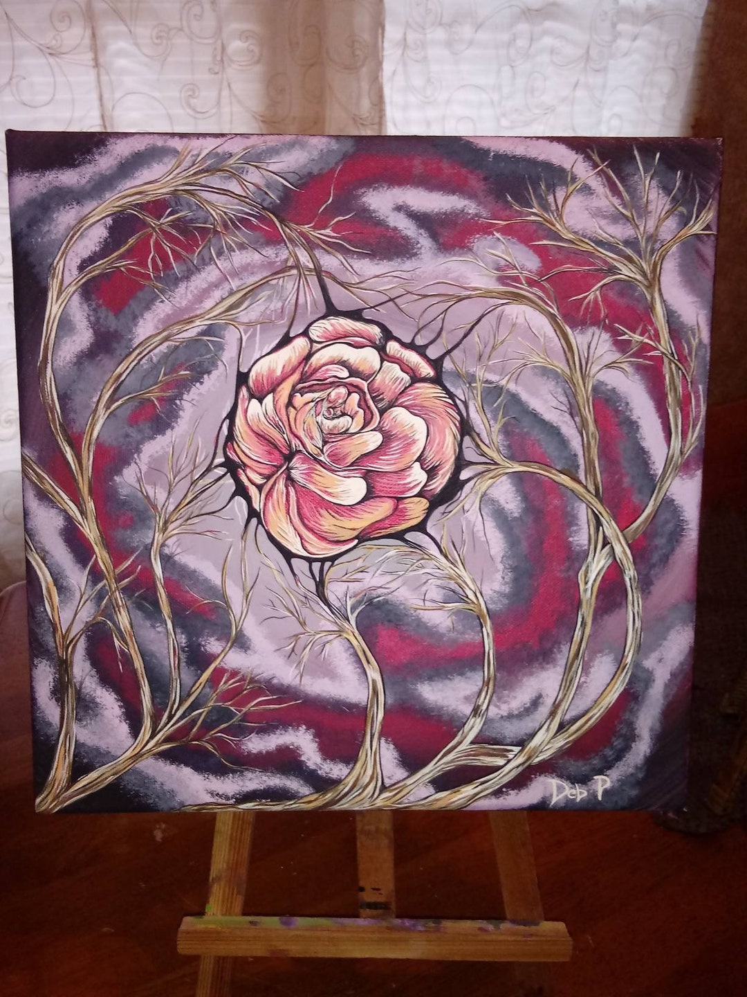 Signed Art Work, Abstract Wall Art, Pink Rose Painting - Etsy