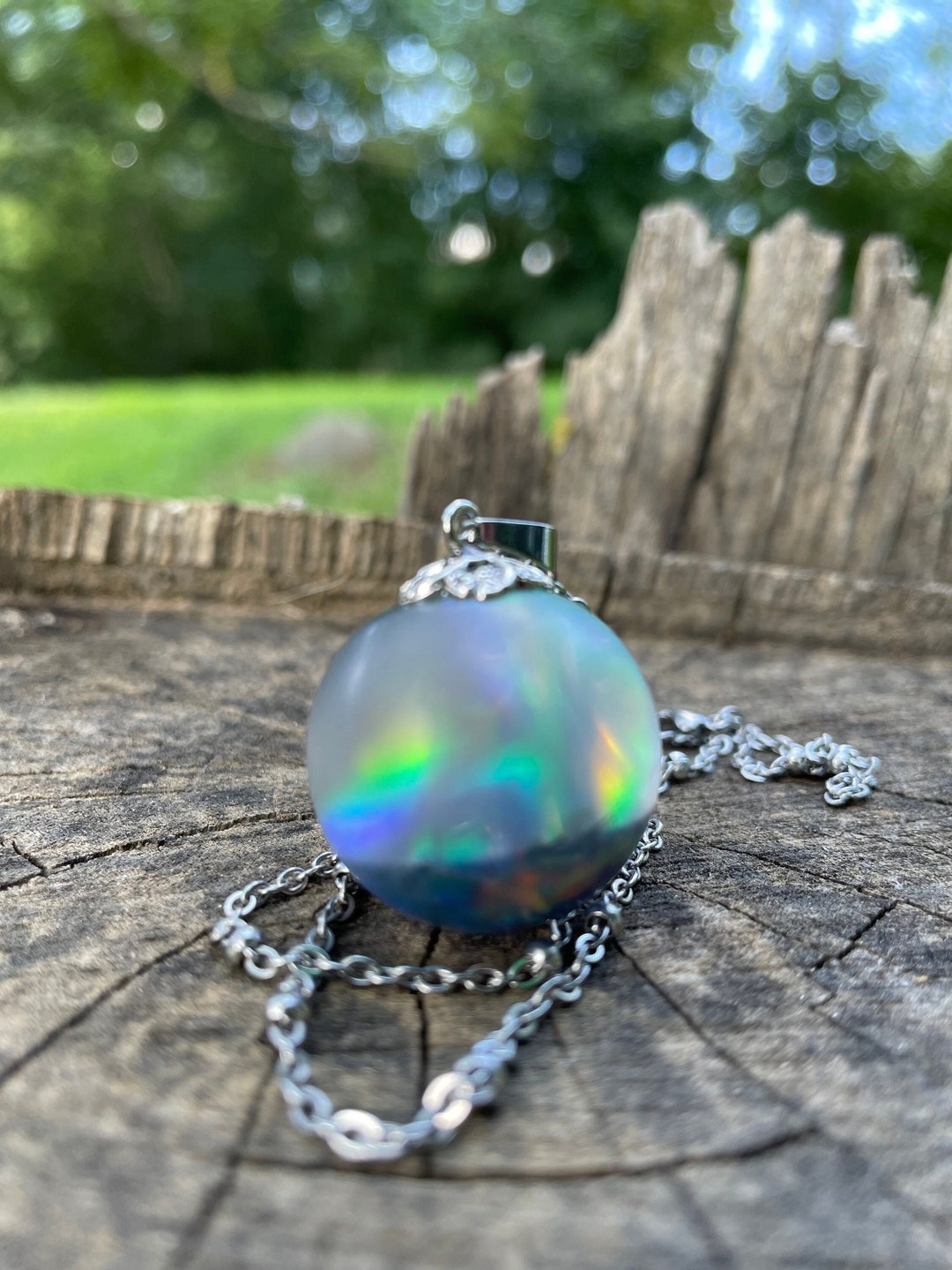 Orb Resin Pendant: Night Sky Necklace With Sterling Silver Chain - Etsy