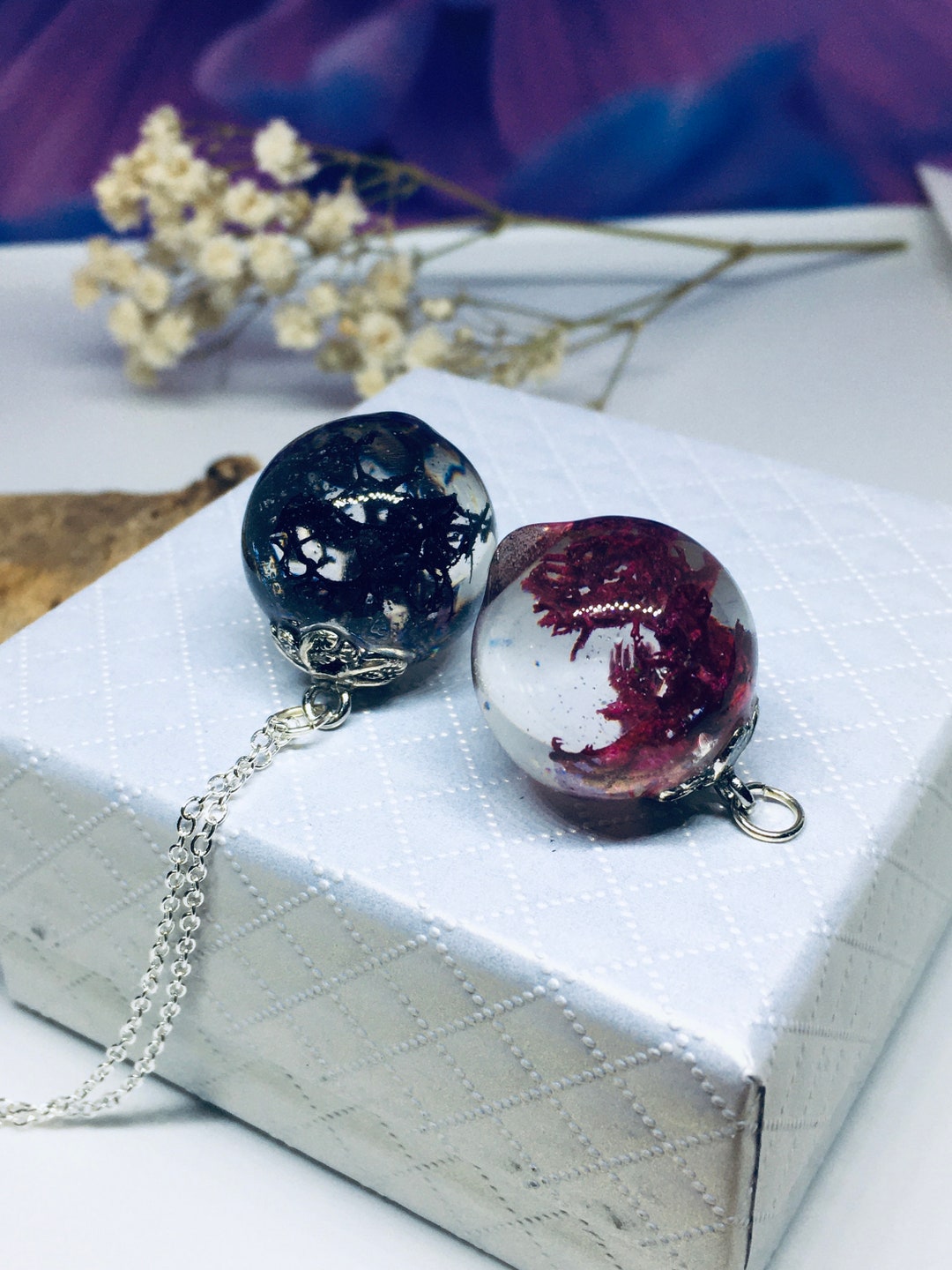 Resin Orb Necklace, Preserved Moss Pendant, Succulent Jewelry, Fairy ...