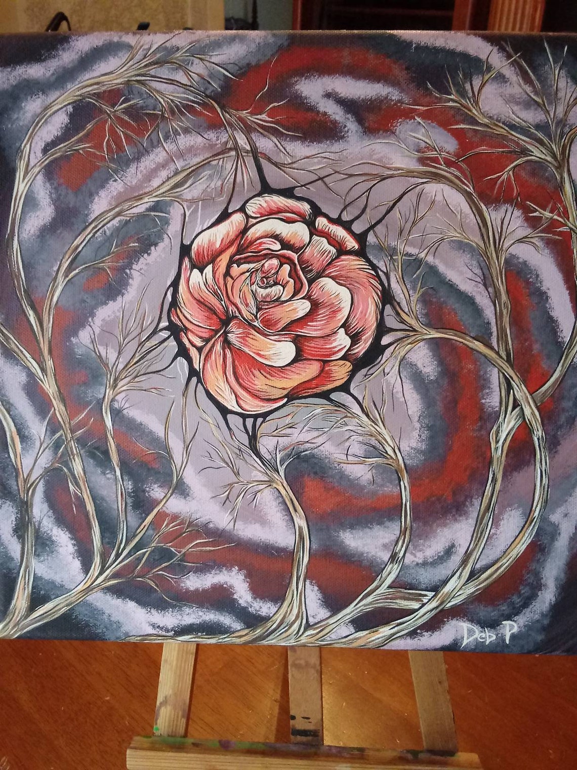 Signed Art Work, Abstract Wall Art, Pink Rose Painting - Etsy