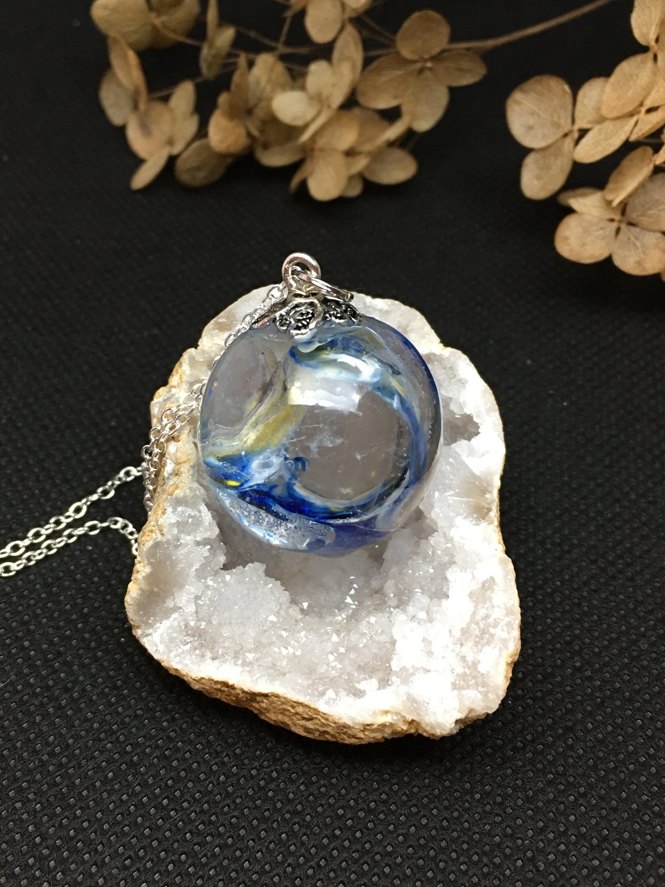 Beach Resin Necklace Ocean Wave Pendant Ocean Themed | Etsy