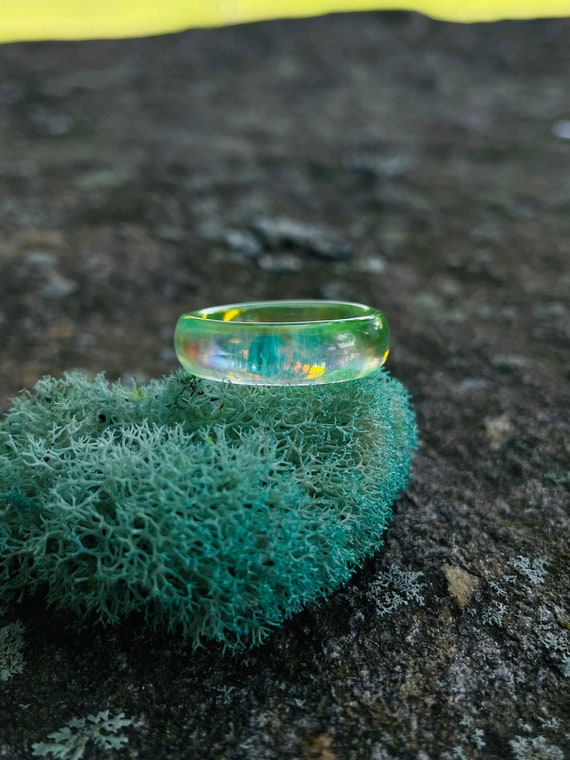Green Resin Ring Rainbow Resin Ring Resin Ring Best Friend Rings Engagment Rings Etsy