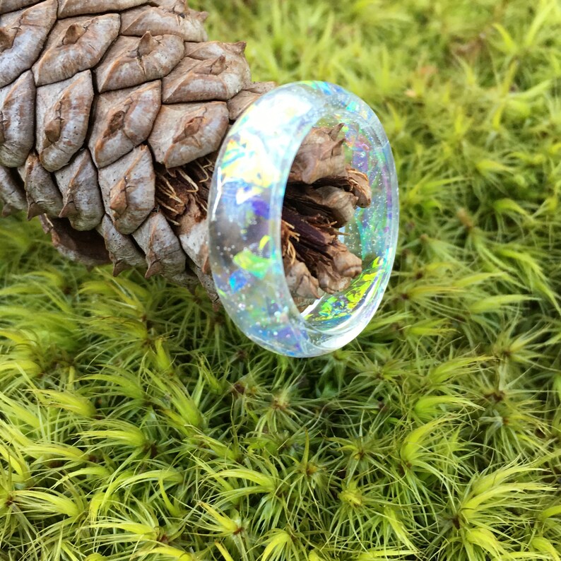 Epoxy Resin Ring Blue Resin Ring Iridescent Ring Best - Etsy