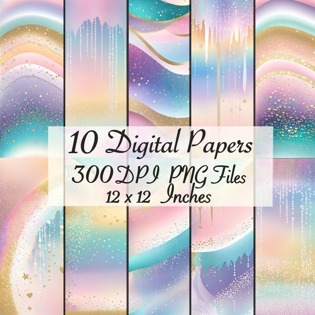 Modern Happy Pastel Ombre Glitter Blend Digital Paper. Backgrounds ...