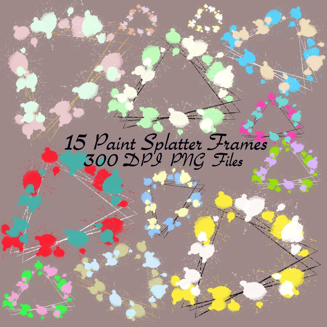 Modern Paint Splatter Triangle Frames Set. Printable Scrapbook Clipart ...