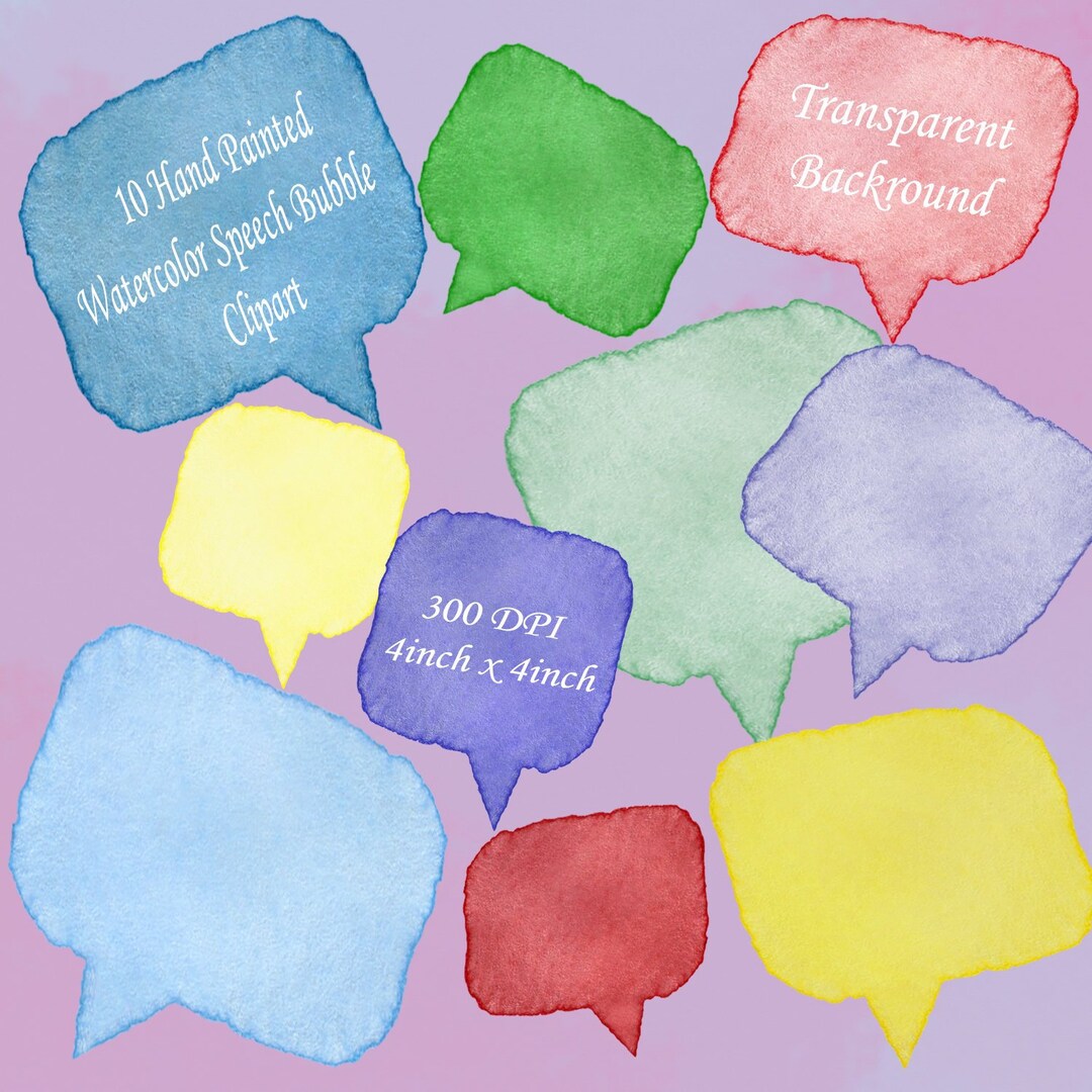 Watercolor Speech Bubble Clipart Digital Download 300DPI PNG - Etsy