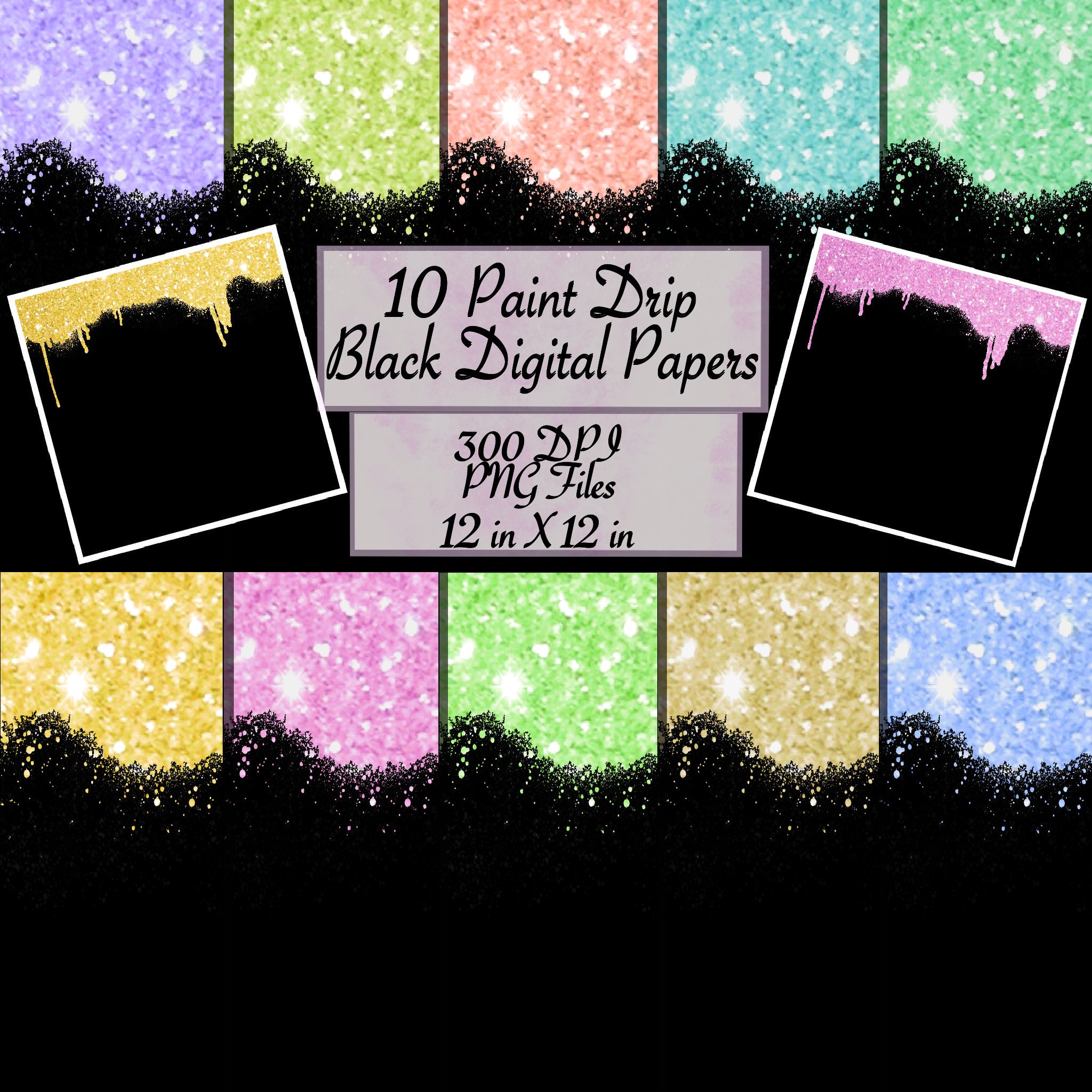 Modern Paint Splatter Drips Digital Paper. Backgrounds, Printable ...