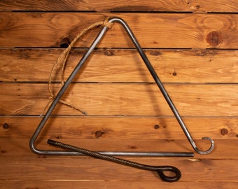 Hand-forged Dinner Triangle With Leaf Striker wall Hook Available - Etsy