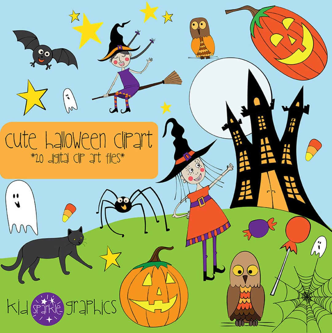 Cute Halloween Clip Art, Commercial Use, Halloween Digital Clipart ...