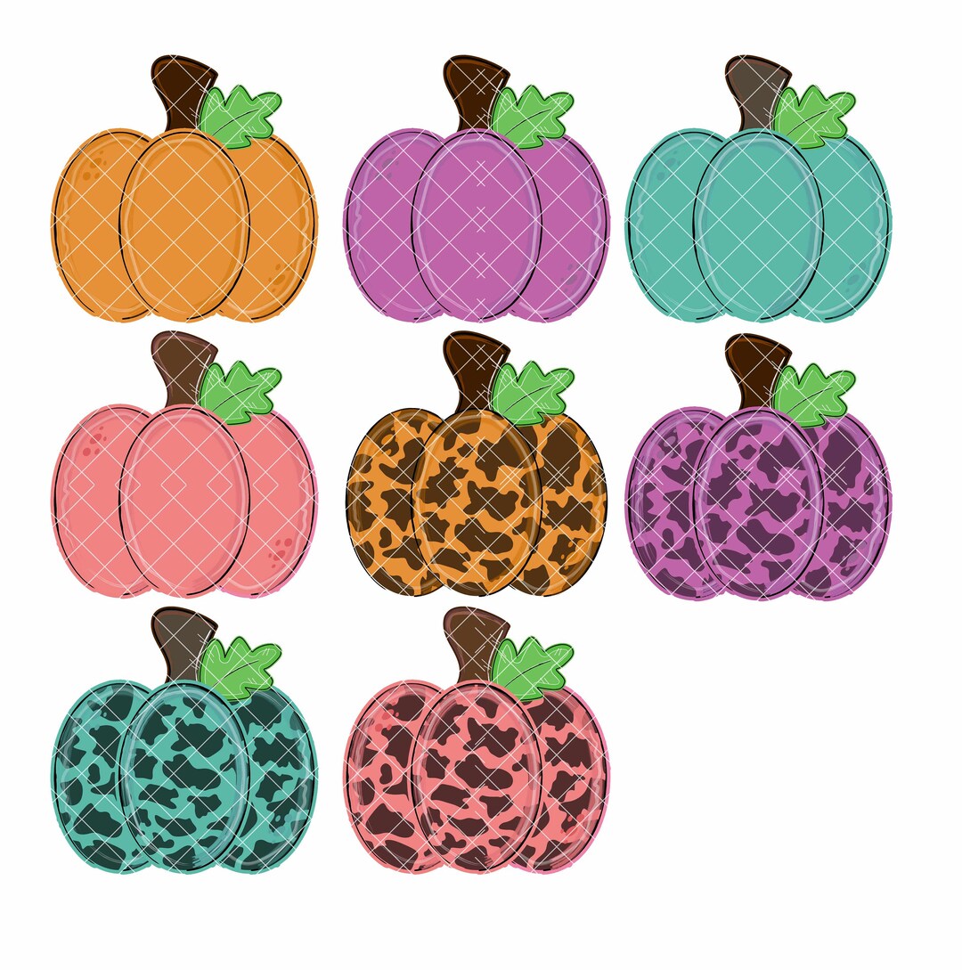 Cow Print Pumpkin Clip Art Bundle: Doodle PNG Images (digital Download ...