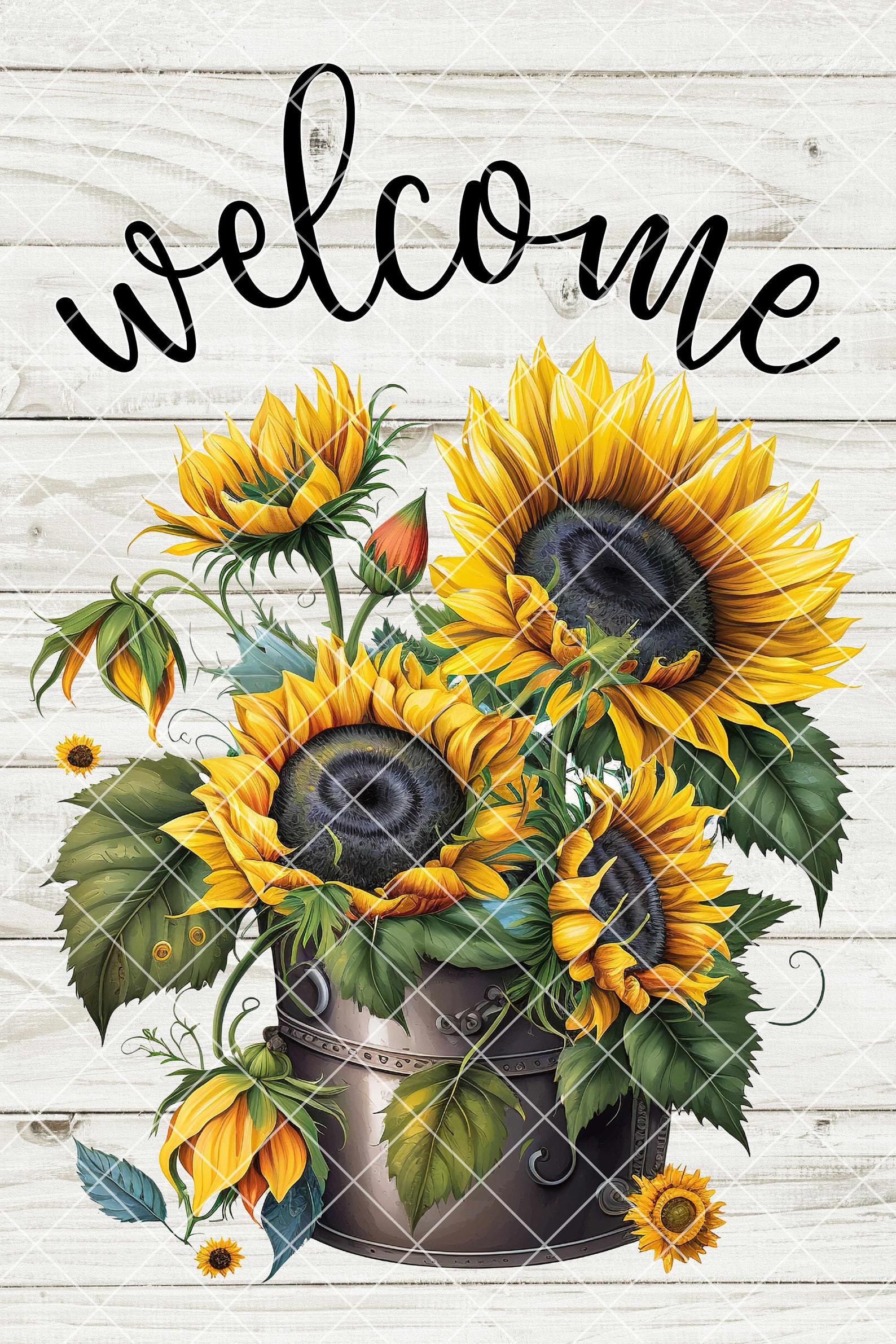 Sunflower Bucket Garden Flag Design/ PNG Digital Download/ Sublimation ...