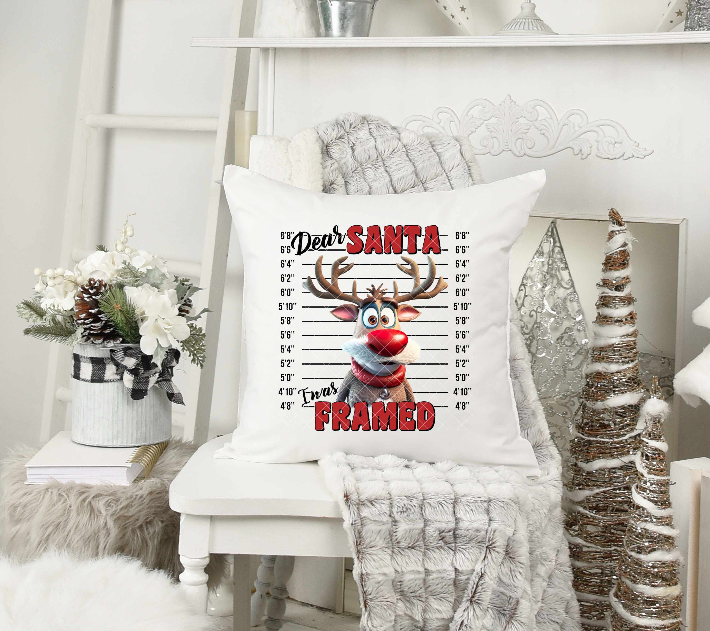 Funny Christmas Reindeer Mugshot Sublimation Design (PNG INSTANT ...