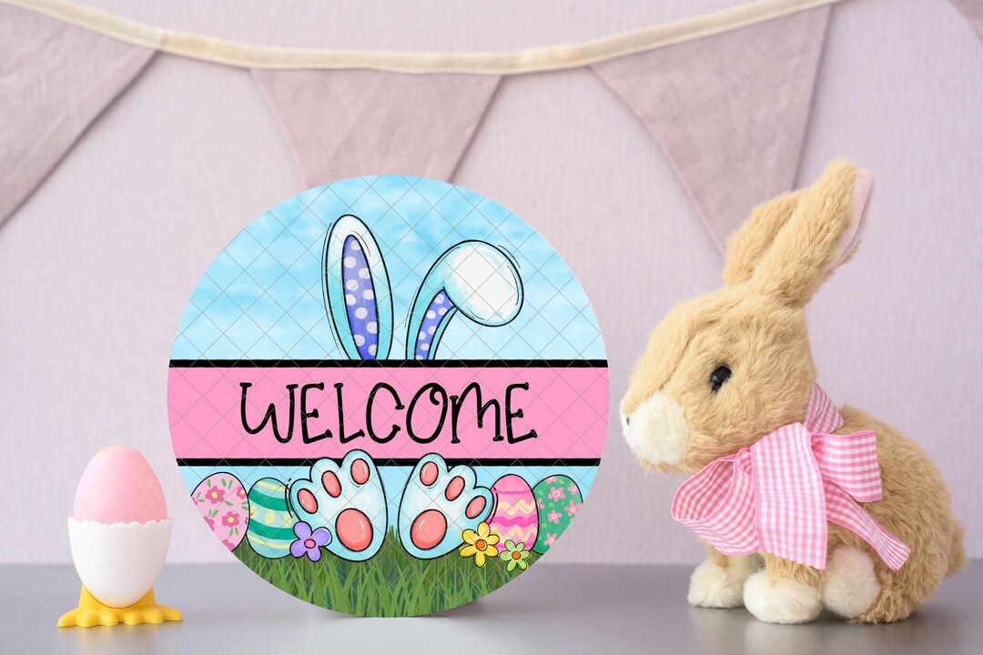 Easter Printable, Sublimation Graphic, Round Door Hanger Sign, Easter ...