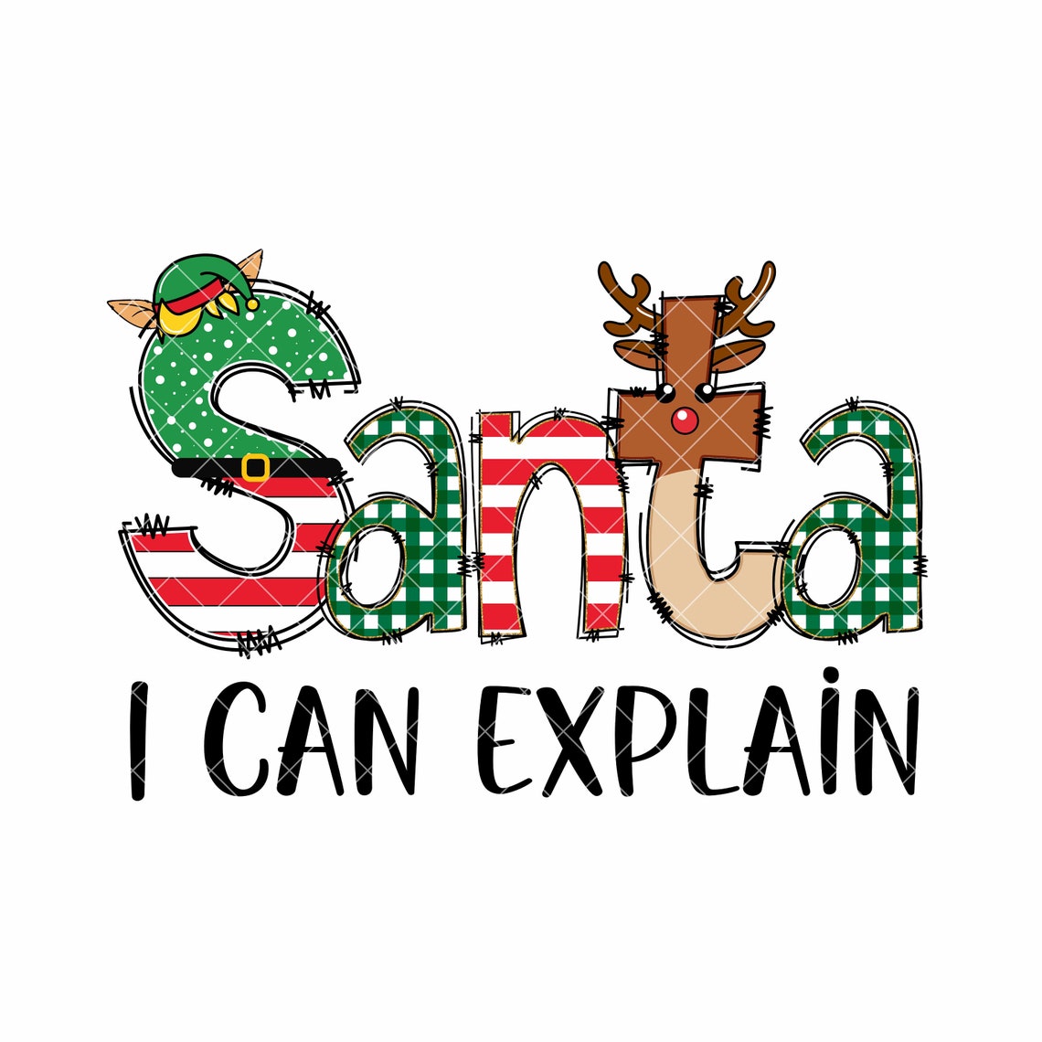 Santa, I Can Explain. Christmas Doodle Sublimation Design, DIGITAL ...