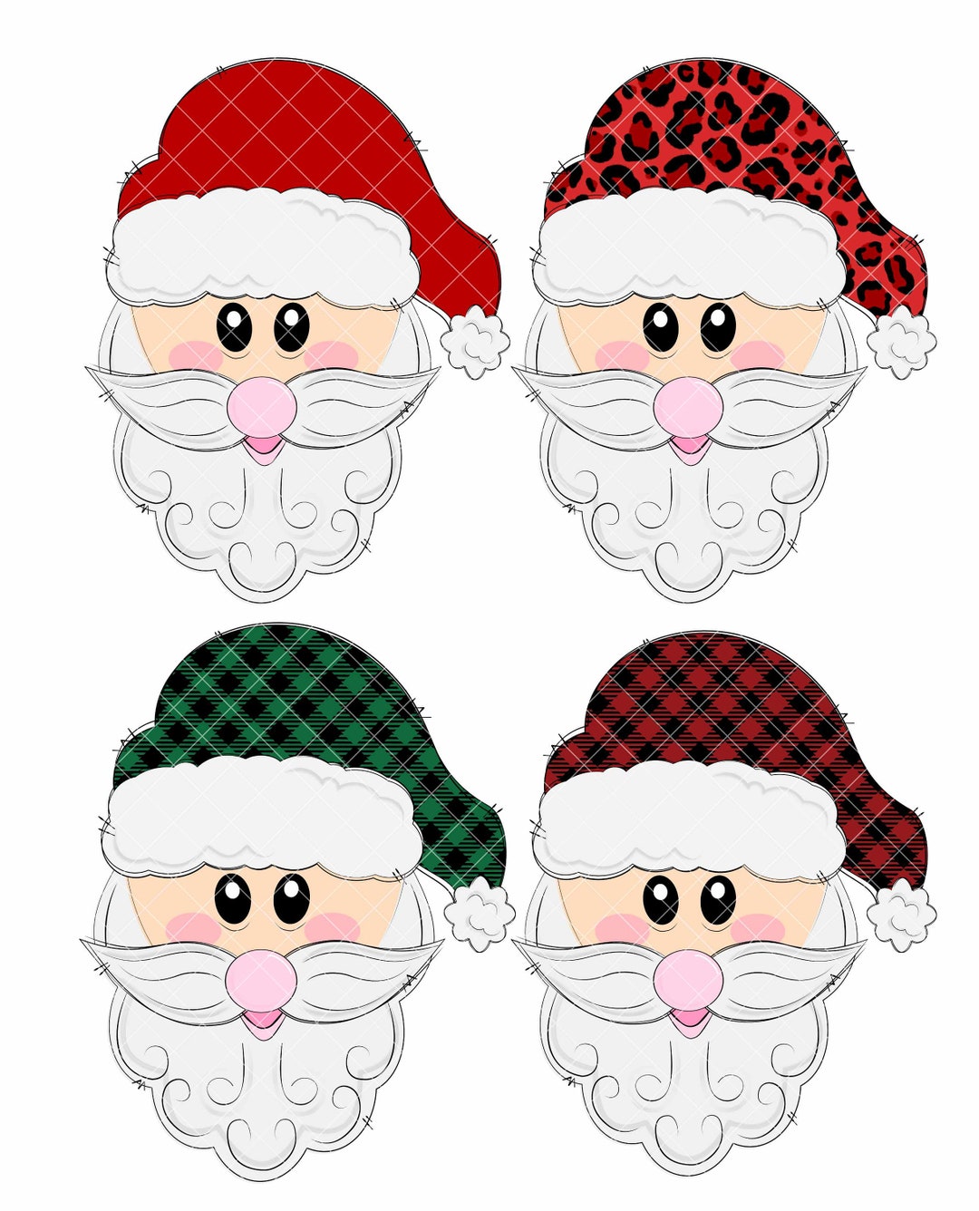 Santa Doodle Clip Art Bundle, Christmas Santas, High-quality PNG ...