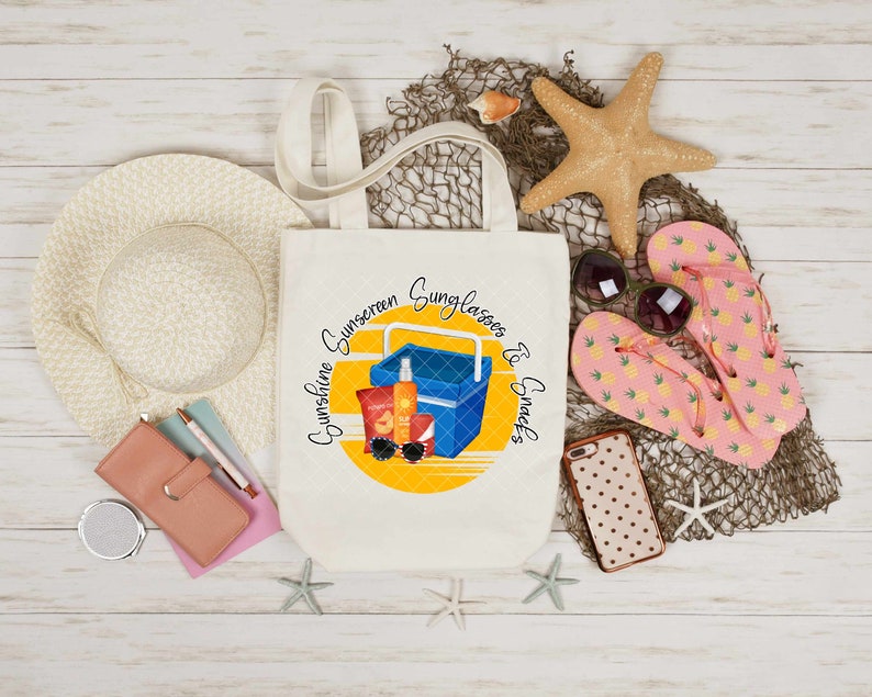 Sunshine, Sunscreen, Sunglasses & Snacks. Sublimation Design, INSTANT ...