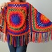 Granny Square Poncho Retro Style. Fun Crochet Poncho Using Large Granny ...