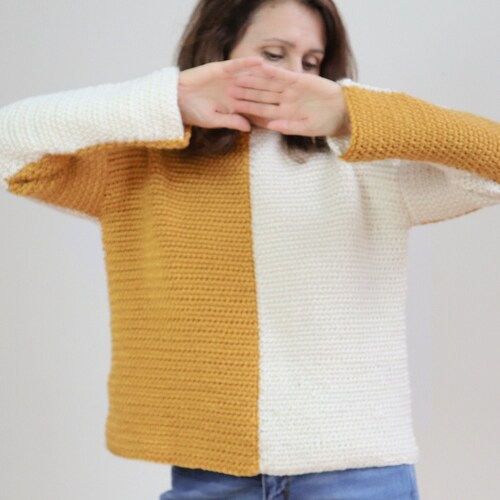 Crochet PATTERN for Crochet Color Block Sweater or Crochet - Etsy