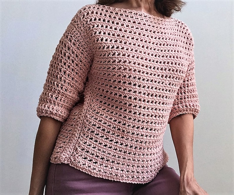 Crochet Pattern Easy Crochet Fall Autumn Sweater in Trendy Blush. Easy ...
