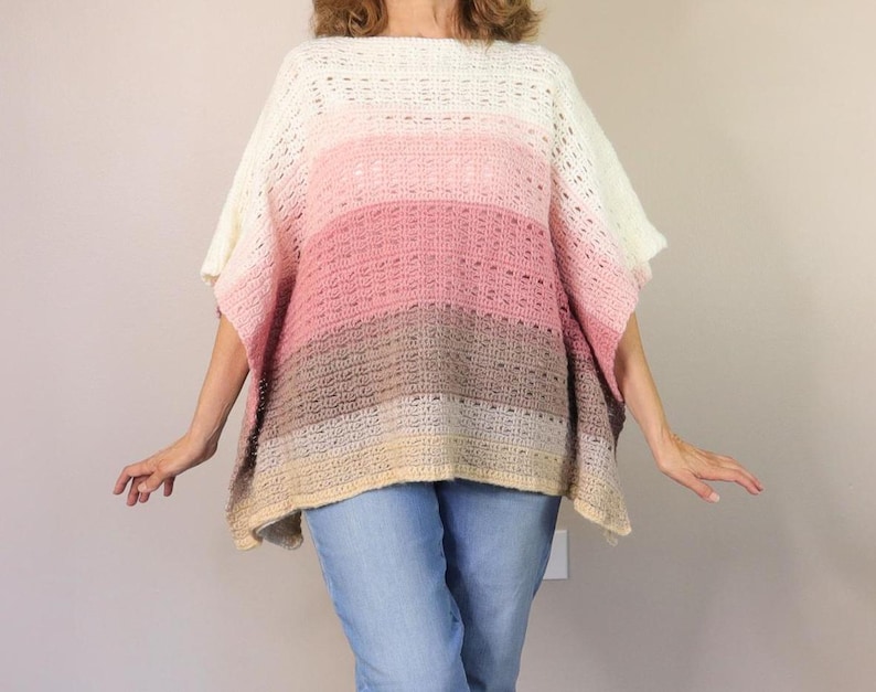 Crochet Poncho PATTERN. Rectangle Design With UNIQUE Side Seam DESIGN ...