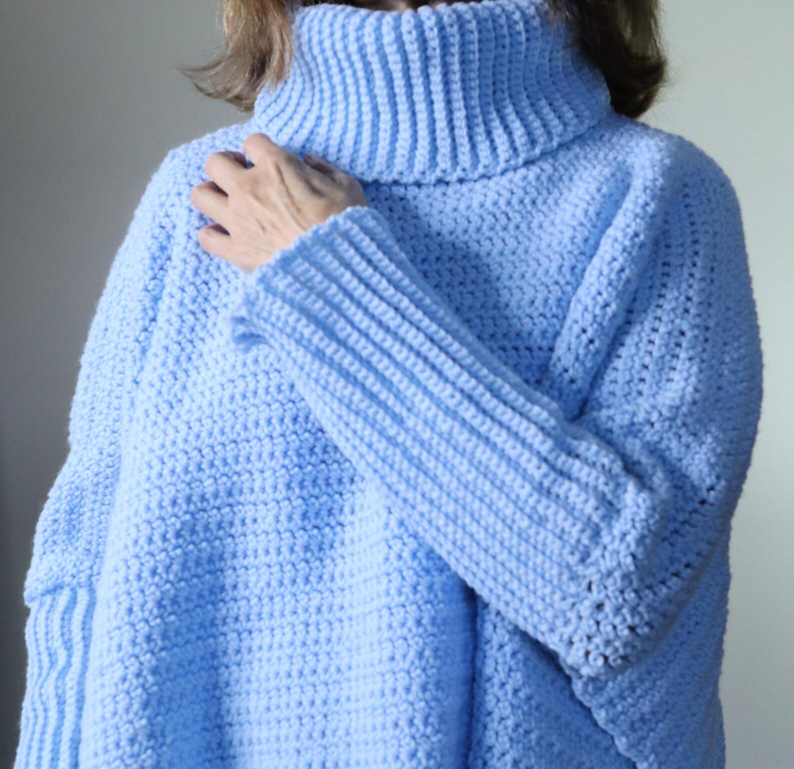 Crochet Poncho PATTERN. Sleeves & Turtleneck. Lightweight. Open Sides ...