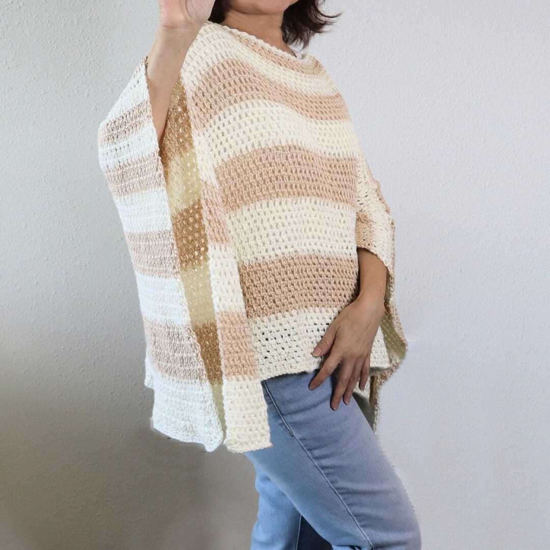 Crochet Poncho PATTERN. EASY Lightweight Crochet Poncho With Open Sides ...