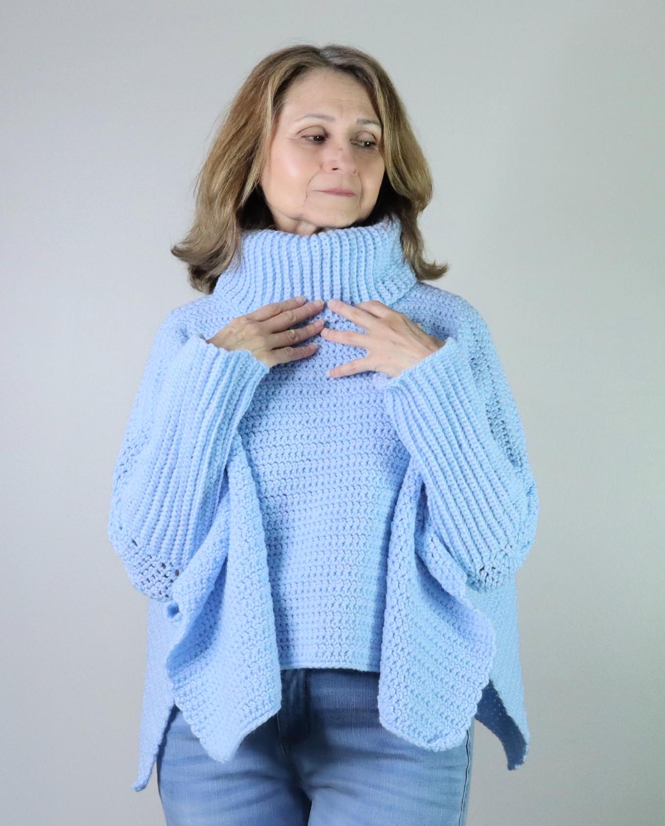 Crochet Poncho PATTERN. Sleeves & Turtleneck. Lightweight. Open Sides ...