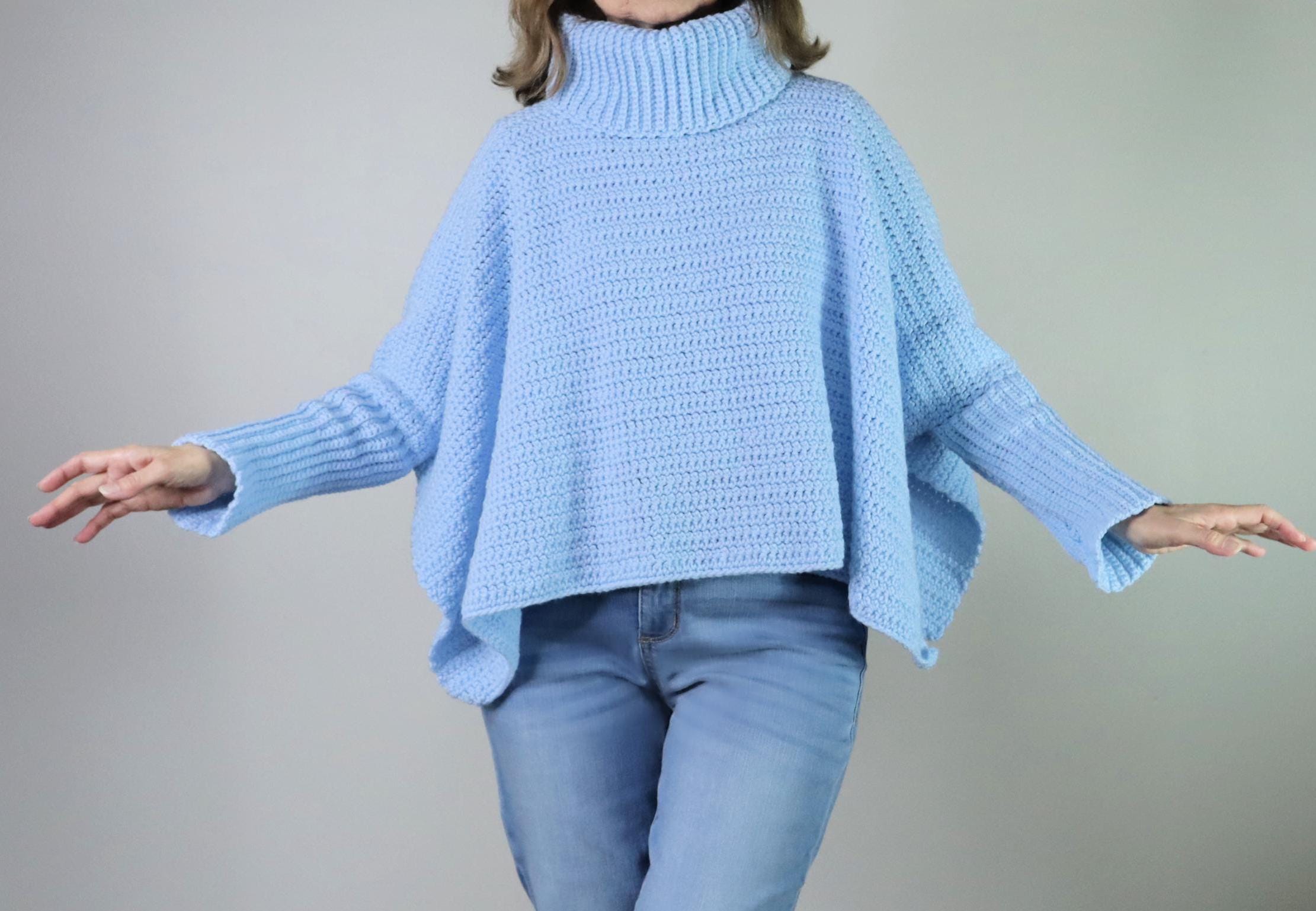Crochet Poncho PATTERN. Sleeves & Turtleneck. Lightweight. Open Sides ...