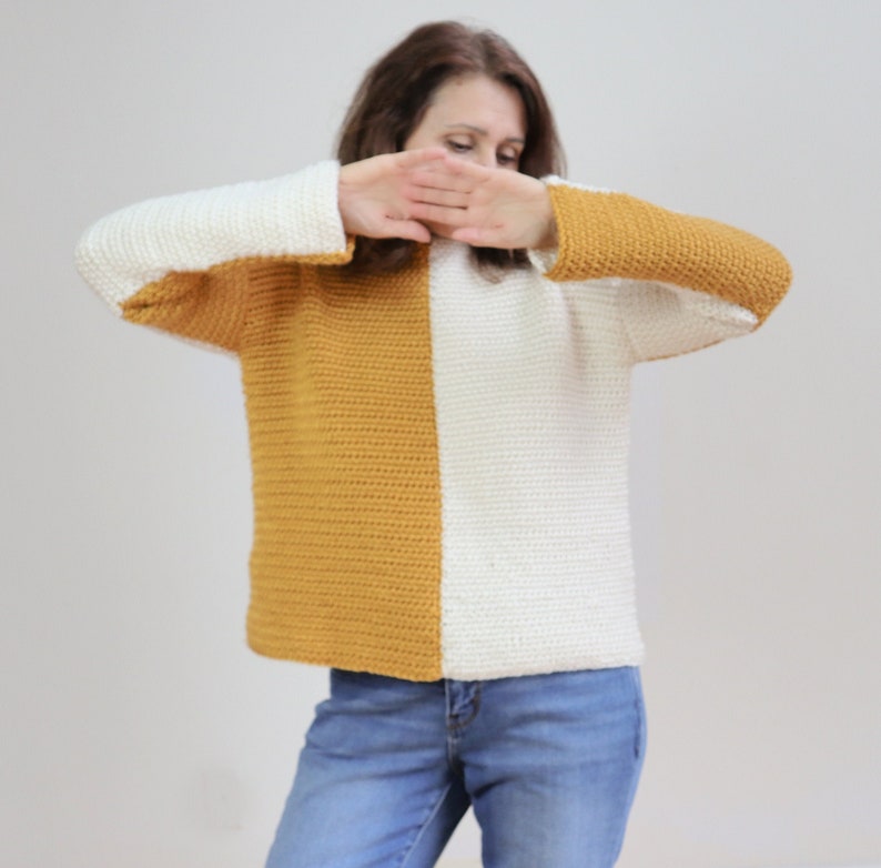 Crochet PATTERN for Crochet Color Block Sweater or Crochet - Etsy