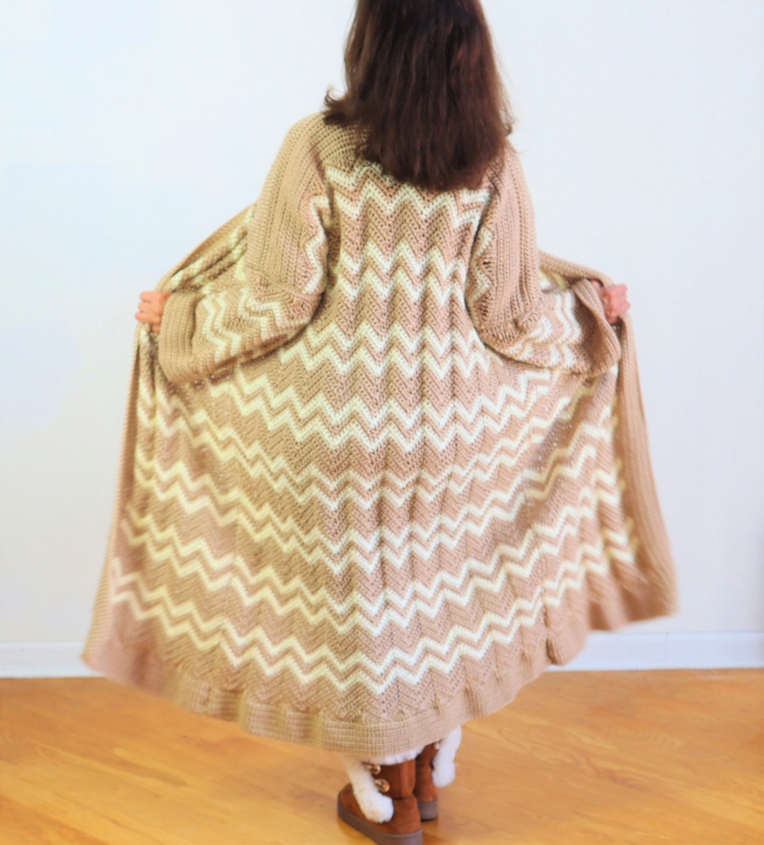 Crochet Long Cardigan PATTERN Using Crochet Chevron Stitch. Crochet ...